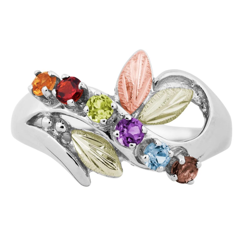 Landstroms Black Hills Silver Swirl Family Ring with 3 GENUINE Diagonal ...