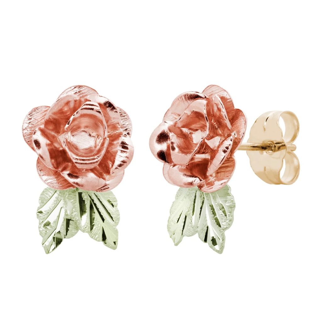 Black Hills Gold Blooming Rose Post Earrings