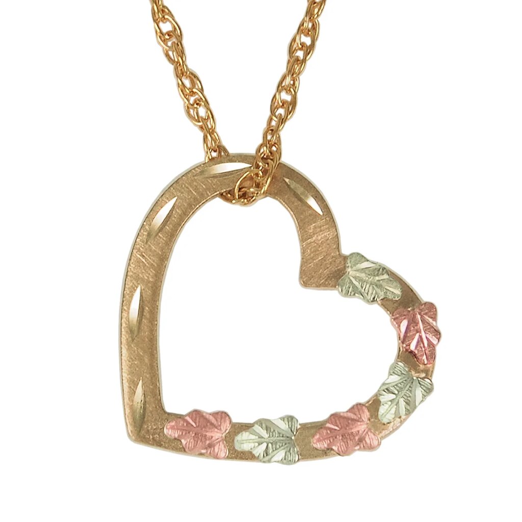 Black Hills Gold Embossed Floating Heart Pendant - G C25764