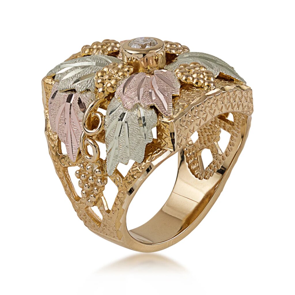 Black Hills Gold Mens Rectangular Center Diamond Ring - G LC228D50