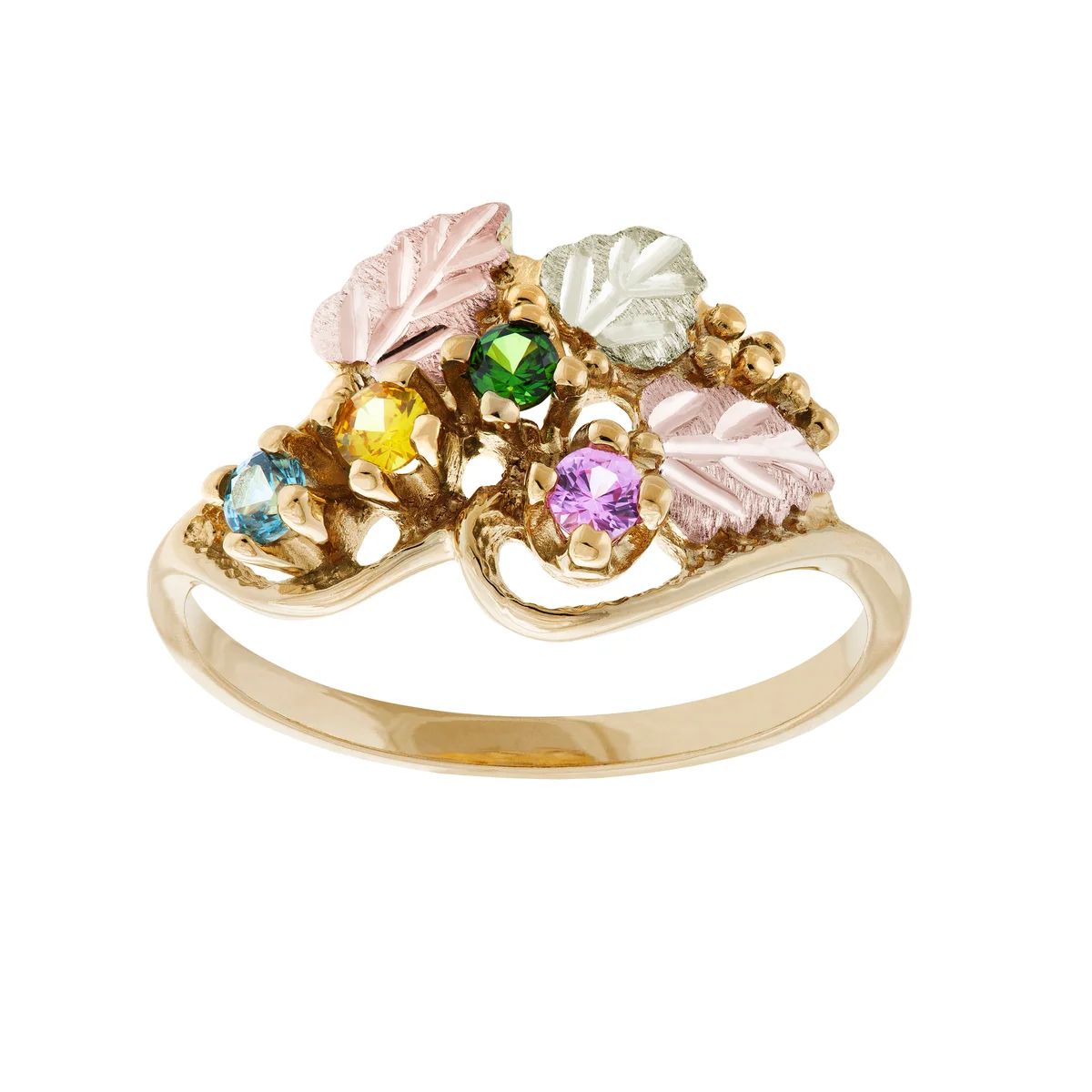 Mt Rushmore Swirl Family Ring with 4 Synthetic Birthstones - G 925-4-SY