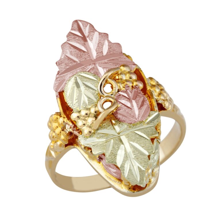 Ladies Black Hills Gold Ring with Single Diamond and Black Hills Gold ...