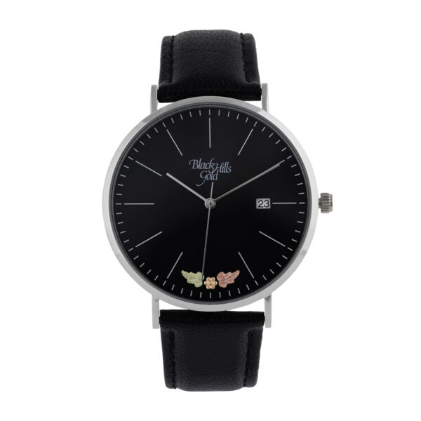Black Hills Gold Large Black Dial and Leather Band Watch - MRWR8025-UT07