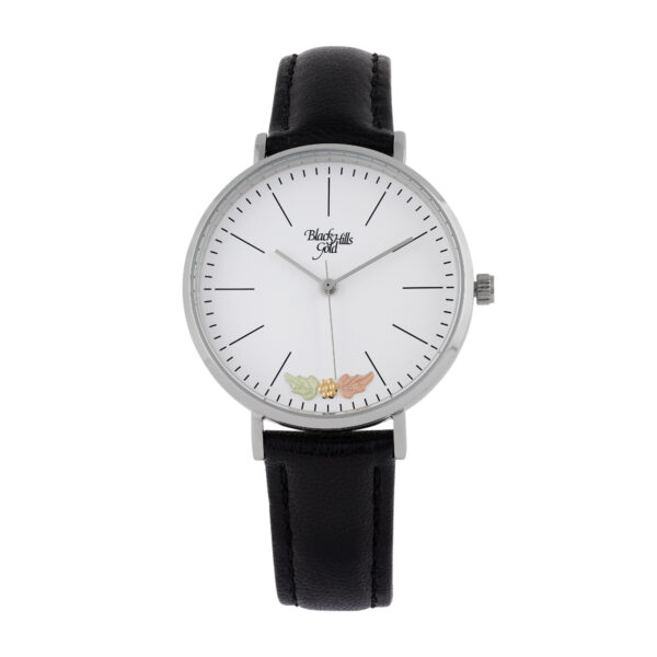 Black Hills Gold Small White Dial and Leather Band Watch - MRWR8028-UT08